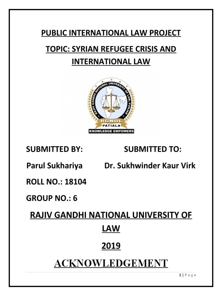 Public International Law Project | PDF | Refugee | Islamic State Of ...