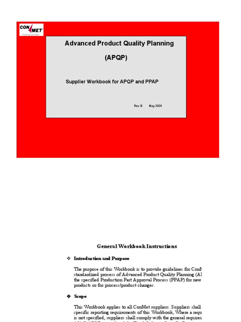 APQP-PPAP Workbook | PDF | Specification (Technical Standard) | Quality