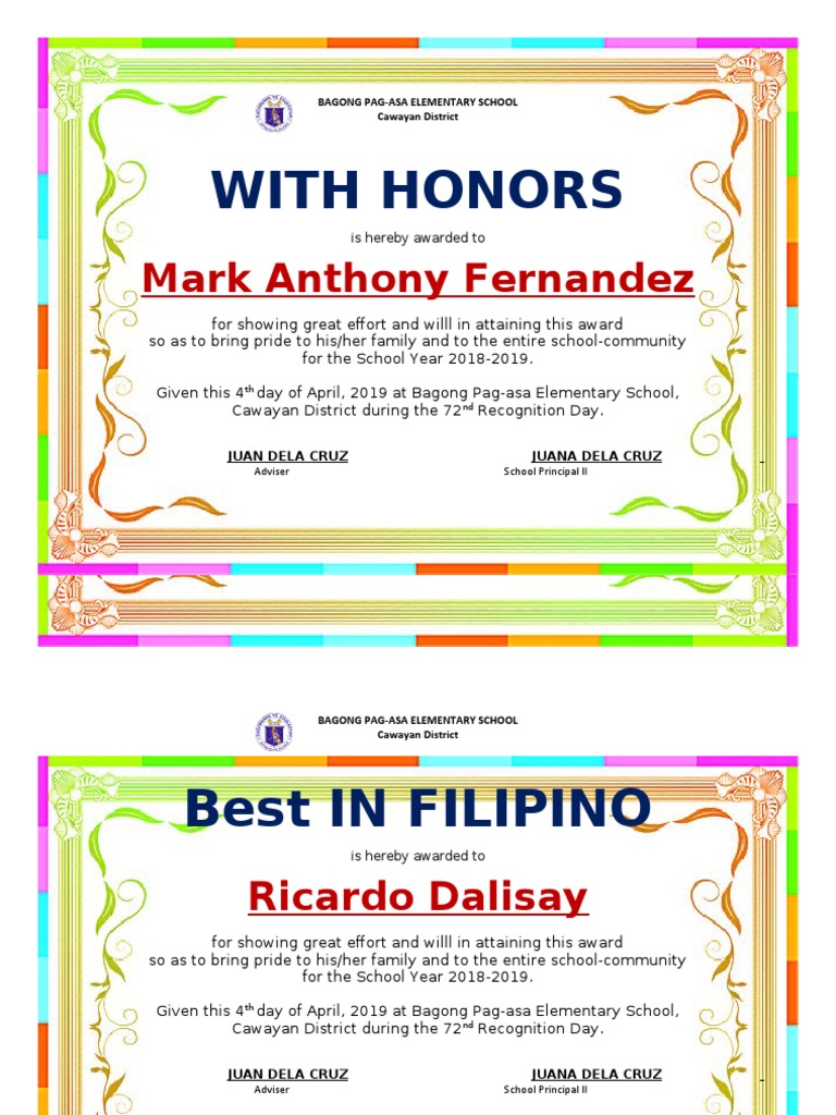 Recognition Graduation Moving Up Award Certificates | PDF ...
