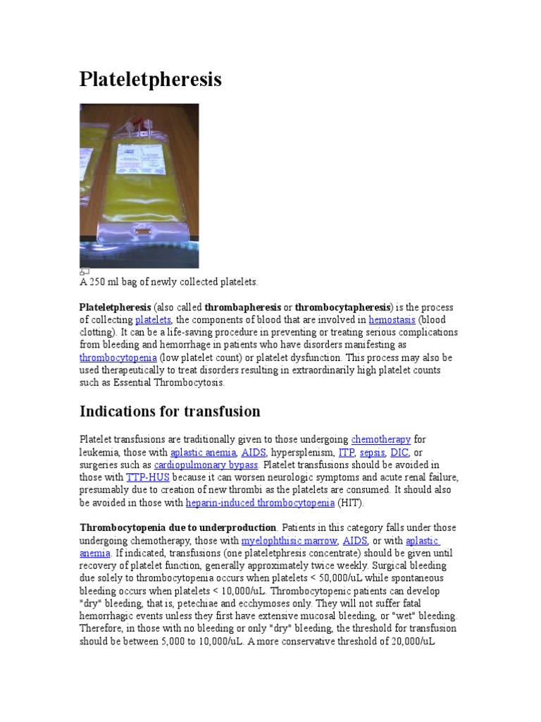 Plateletpheresis | PDF | Blood Donation | Serology