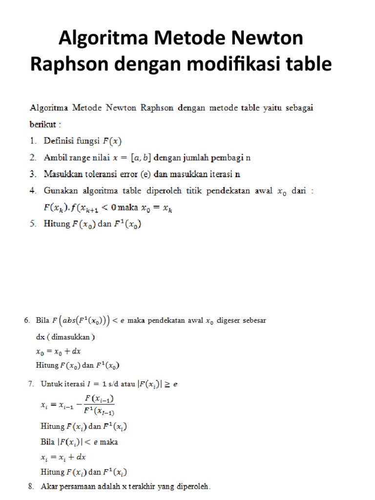 Algoritma Metode Newton Raphson Dengan Modifikasi Table | PDF