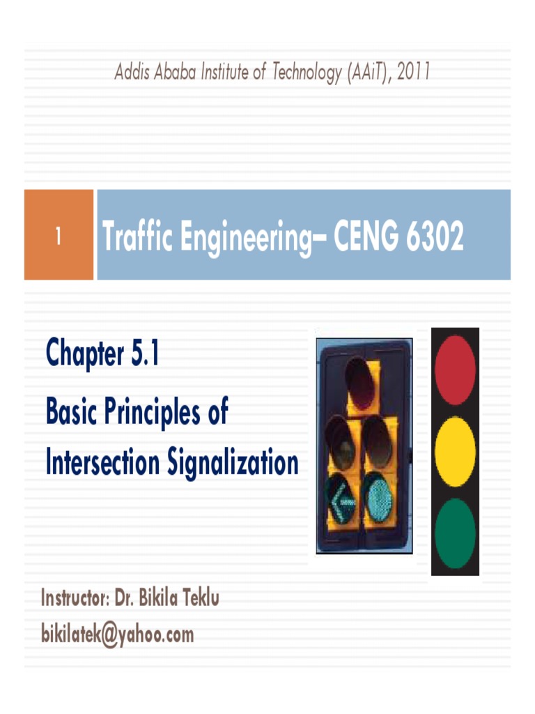 CENG 6302 - CH 5-1 - Basic Principles of Intersection Signalization PDF | PDF | Traffic ...