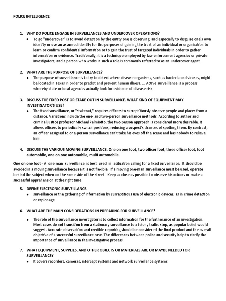 Police Intelligence | PDF | Undercover Operation | Surveillance