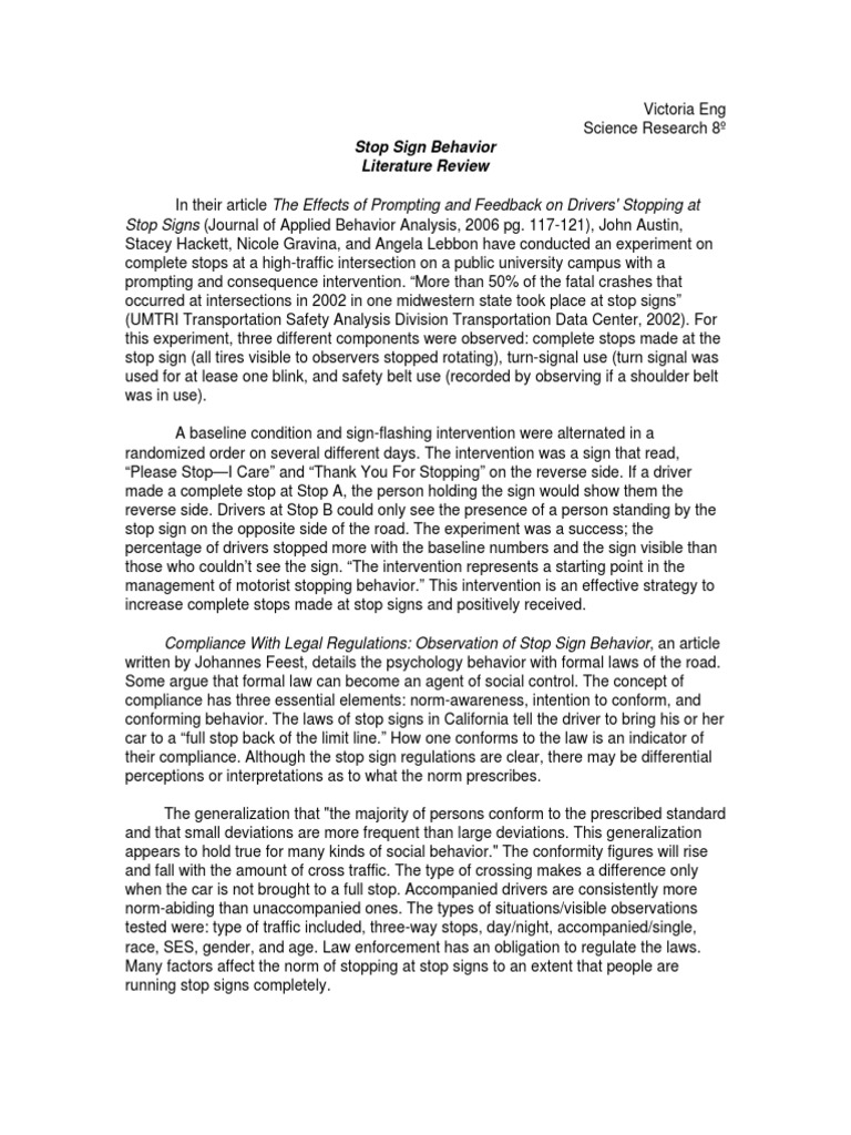 8.stop Sign Behavior | PDF | Conformity | Traffic