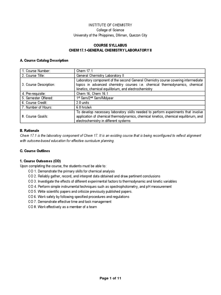(Chem-17.1-1920 2nd Sem) Syllabus PDF | PDF | Ph | Chemical Equilibrium (Chem-17.1-1920 2nd Sem) Syllabus PDF | PDF | Ph | Chemical Equilibrium