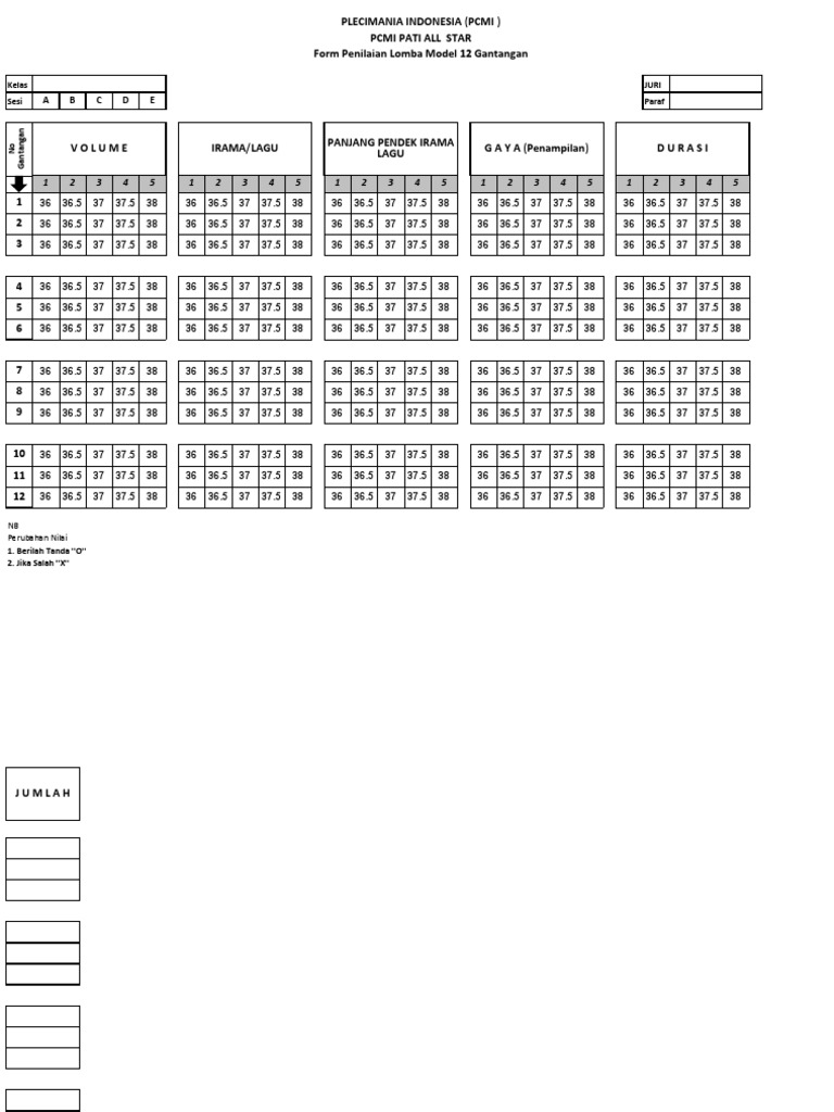 Form Penilaian Juri G1260 | PDF