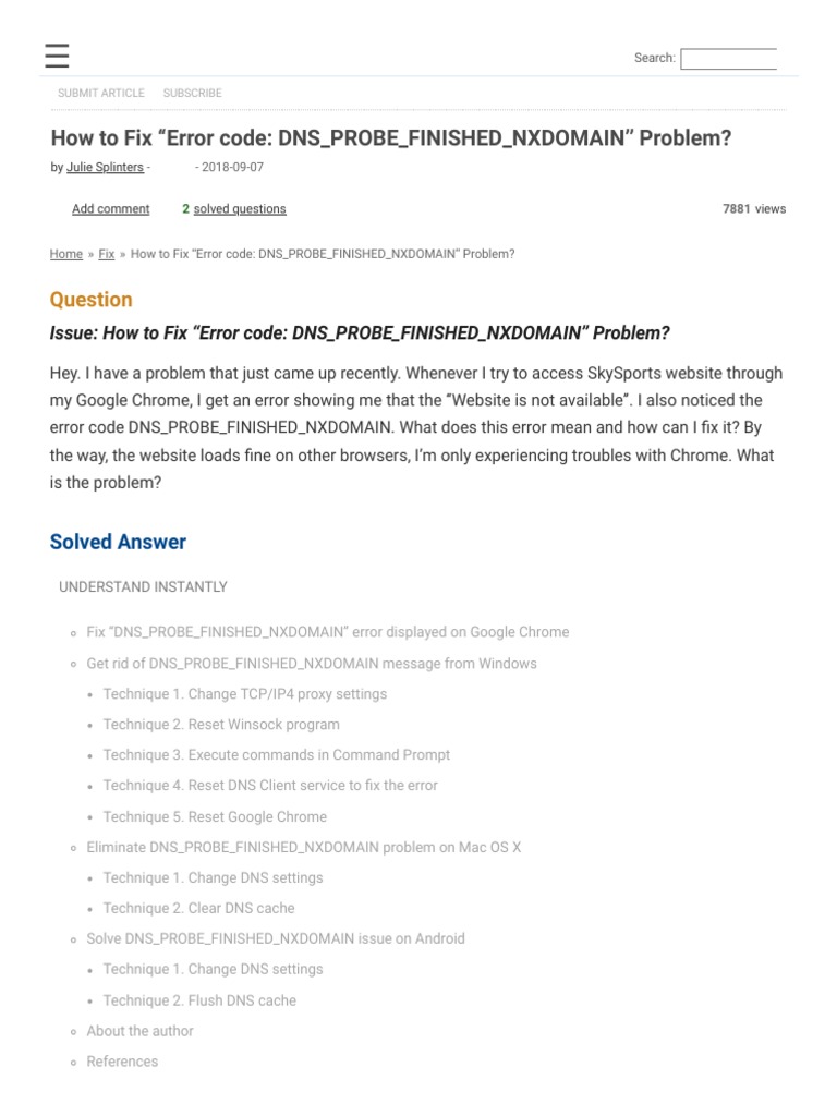 How To Fix "Error Code - DNS - PROBE - FINISHED - NXDOMAIN" Problem ...