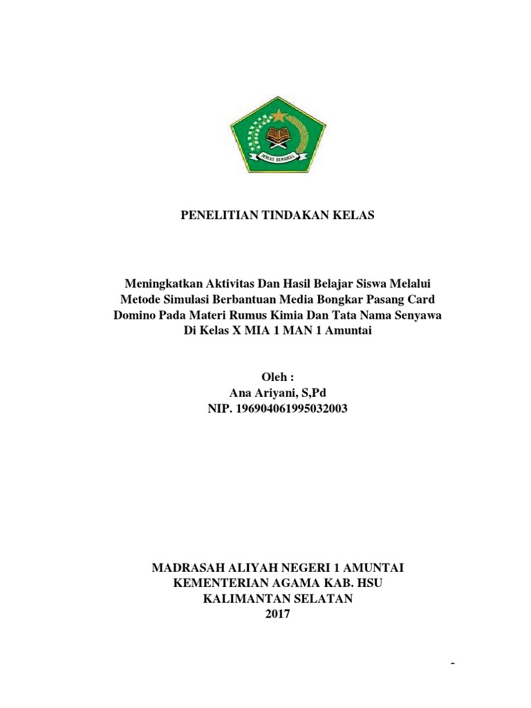 PTK Kimia Ma - Meningkatkan Aktivitas Dan Hasil Belajar Siswa Melalui ...