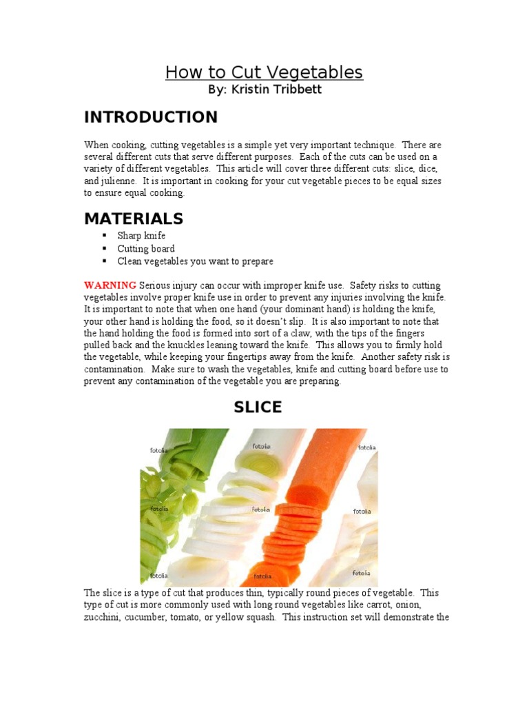 How To Cut Vegetables | PDF | Knife | Tomato