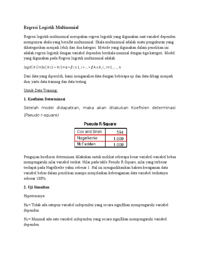 Analisis Regresi Logistik Multinomial | PDF | Metode & Bahan Ajar ...