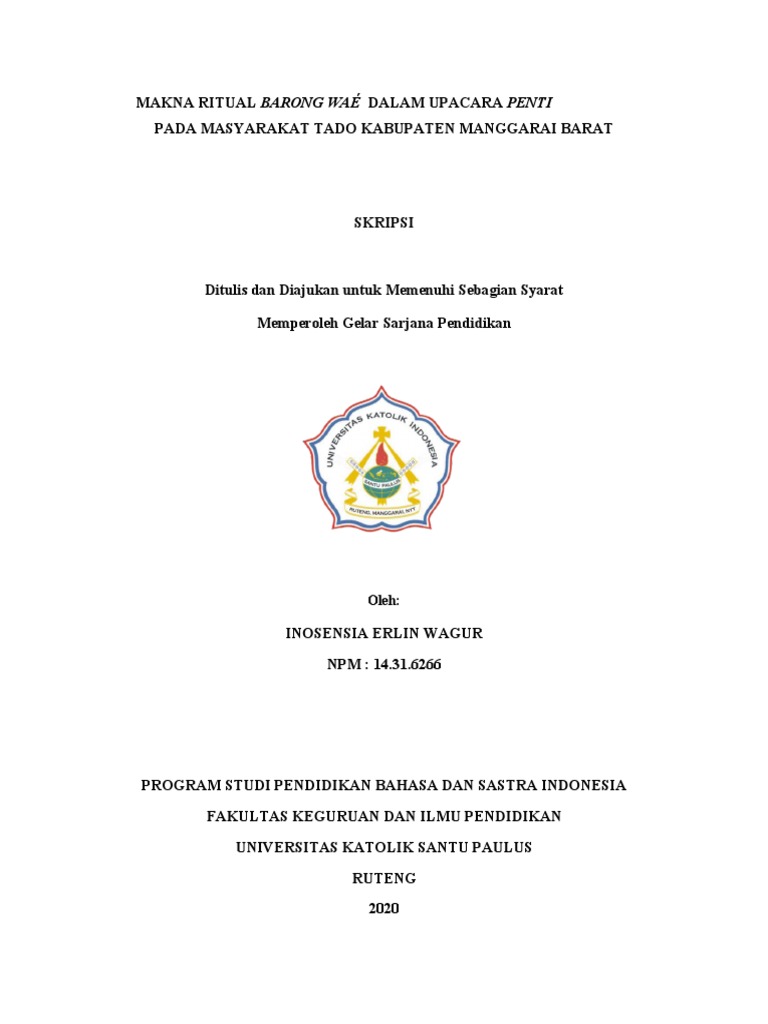 MAKNA RITUAL BARONG WAÉs DALAM UPACARA PENTI | PDF