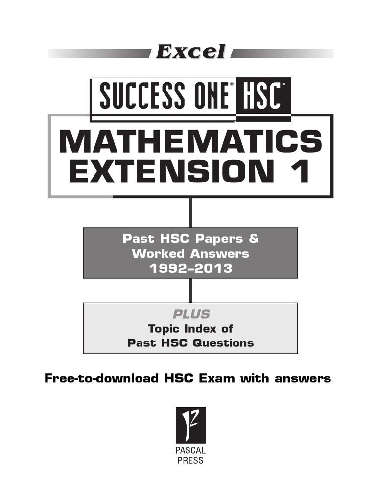 Maths Extension 1 Resources - Excel Past HSC Questions Answers | PDF ...