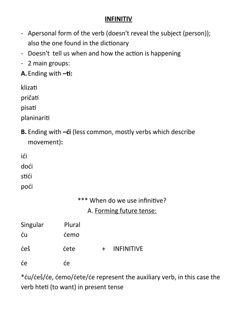 INFINITIV | PDF | Verb | Linguistic Typology