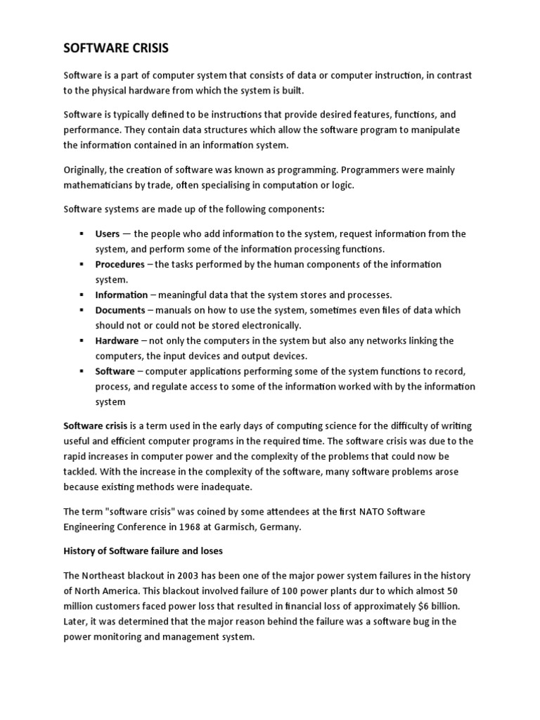 Software Crisis | PDF | System | Software