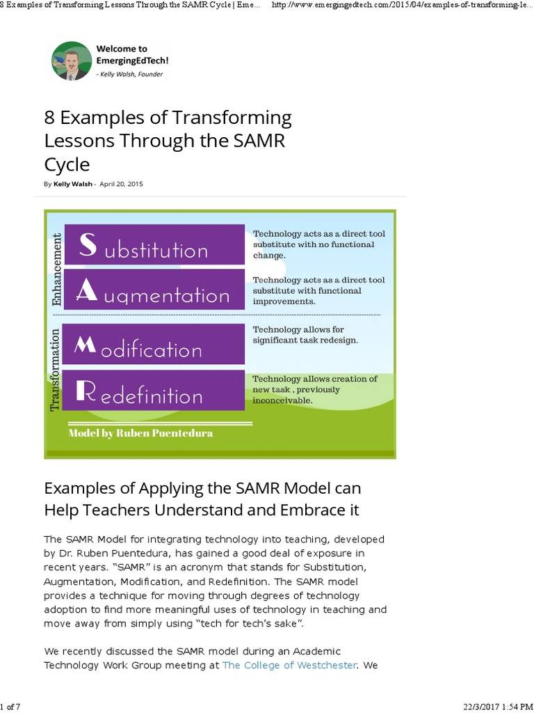 8 Examples - Through SAMR | PDF | Multimedia | Teachers