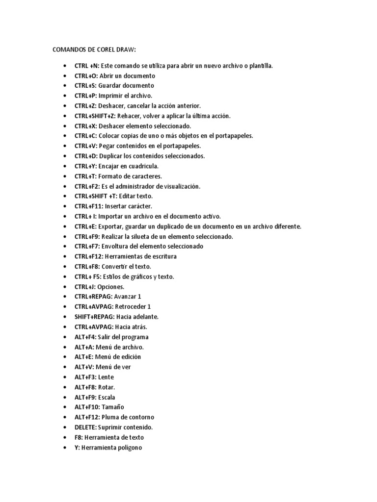 Comandos de Corel Draw | PDF