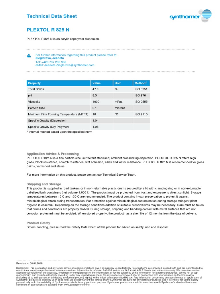 Plextol R 825 N | PDF | Implied Warranty | Physical Sciences