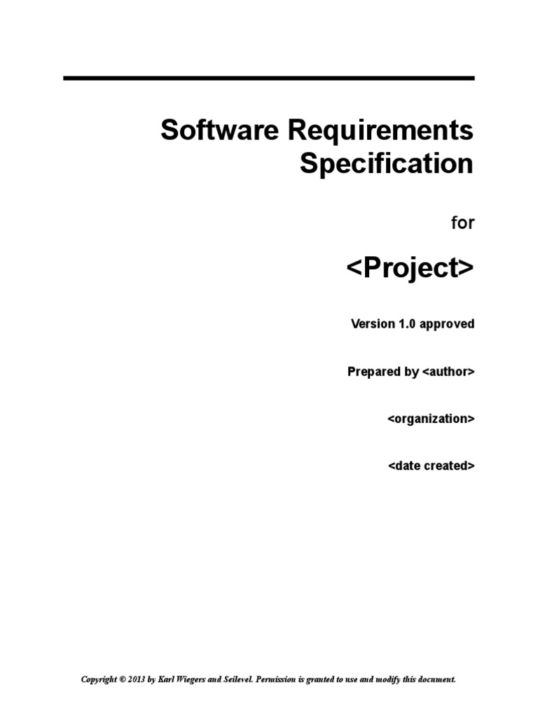 Software Requirements Specification Template | PDF | Specification (Technical Standard ...