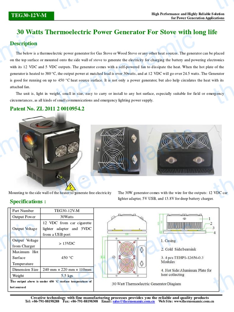 Thermoelectric Power Generator - TEG30 12V 2.5A M-English PDF | PDF ...