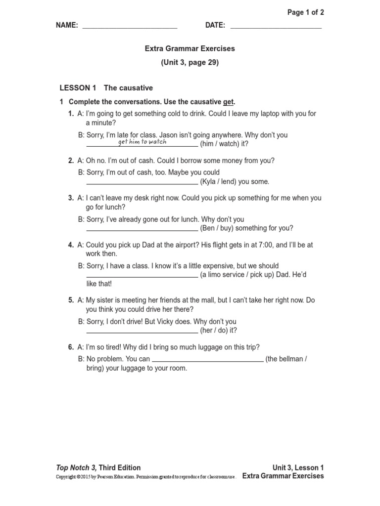 UNIT 03 Extra Gram Exercises PDF | PDF