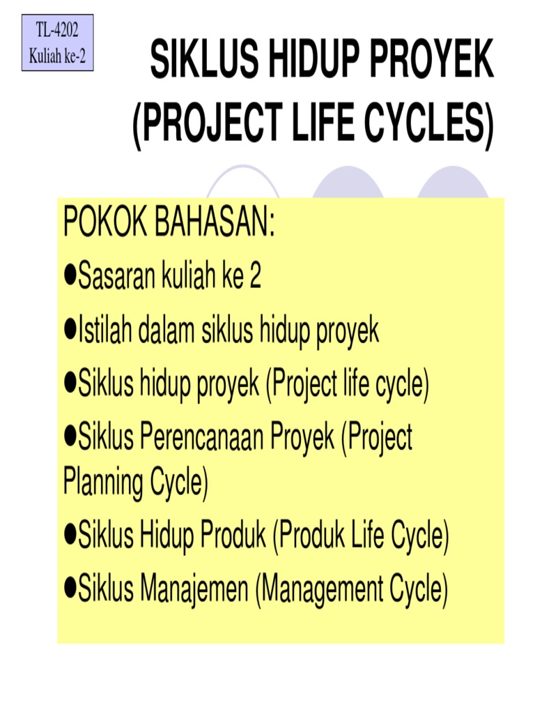 Siklus Hidup Proyek Project Life Cycles PDF | PDF