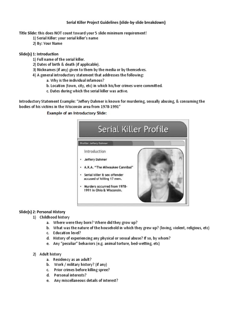 Serial Killer Project Guidelines | PDF | Serial Killer | Aggression