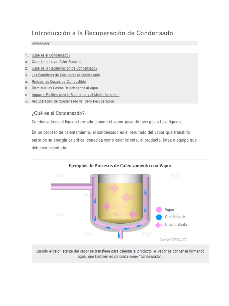 Vapor - Introduccion A La Recuperacion Del Condensado | PDF | Calor ...
