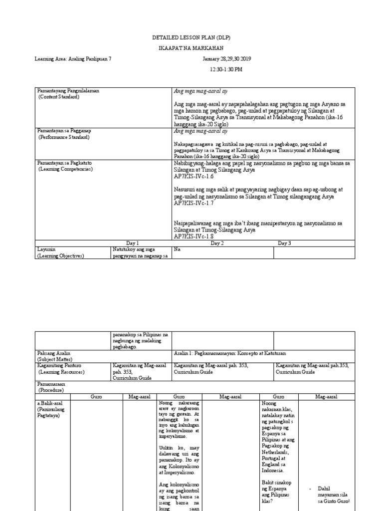 Detailed Lesson Plan | PDF