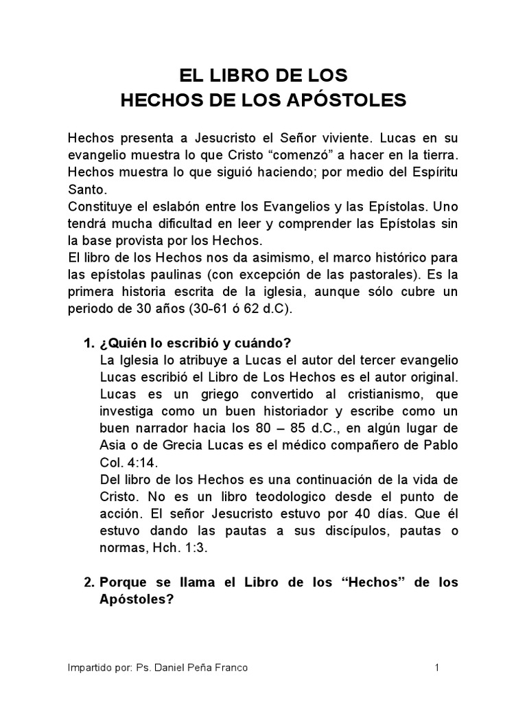 Resumen del Libro de los Hechos | PDF | Hechos de los apóstoles | Jesús