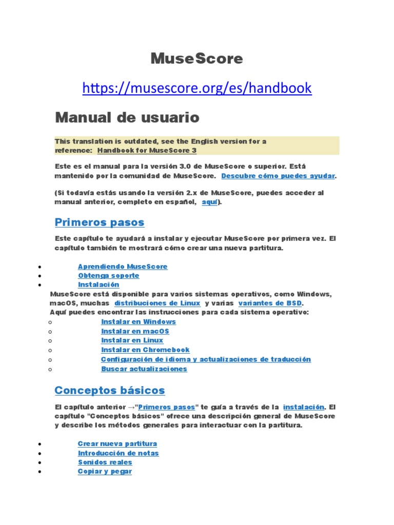 MuseScore Manual de Editor de Partitura | PDF | Notación musical ...