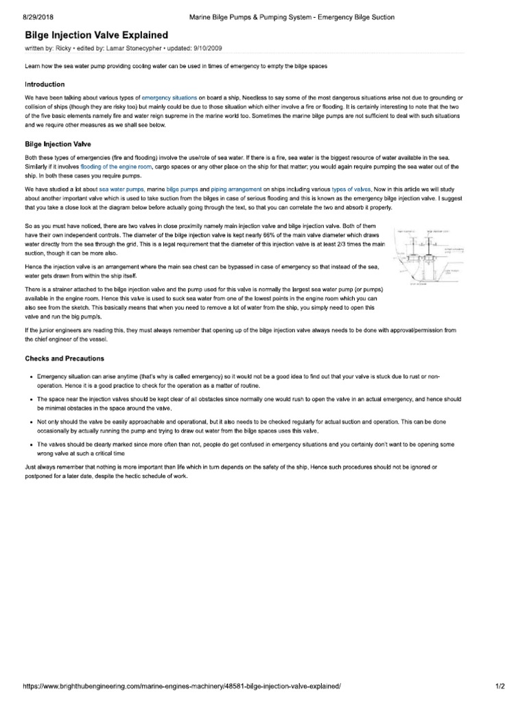 EMG Bilge Suction Valve | PDF