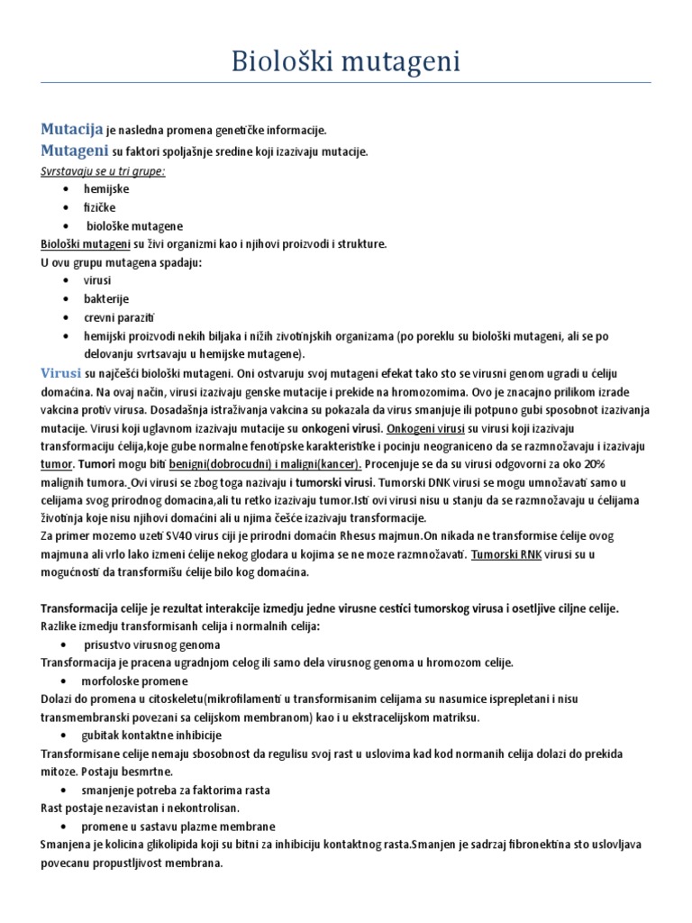 Biološki Mutageni | PDF
