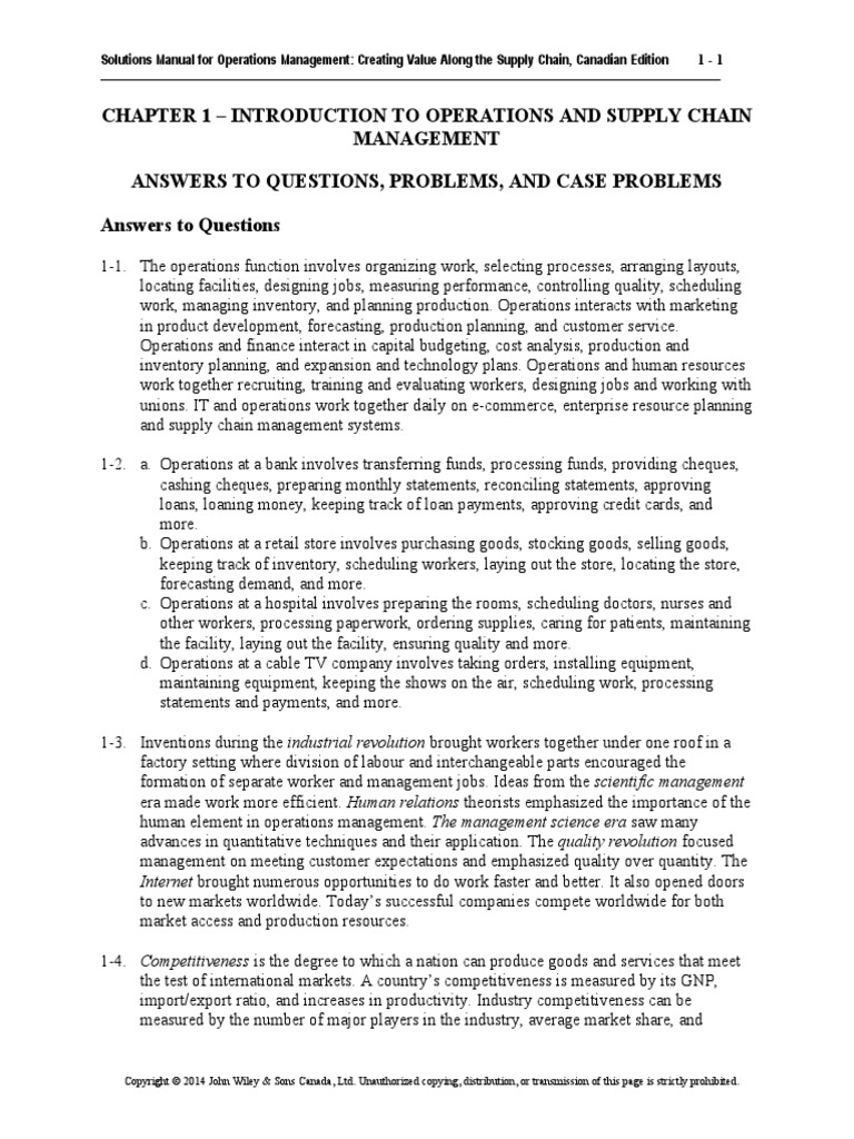 sm01 Solution Manual Operations and Supply Chain Management | PDF | Operations Management ...