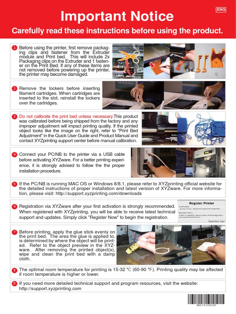 Da Vinci 2.0 Duo - Important Notice Guide - EN | PDF | Printer (Computing) | Operating System ...