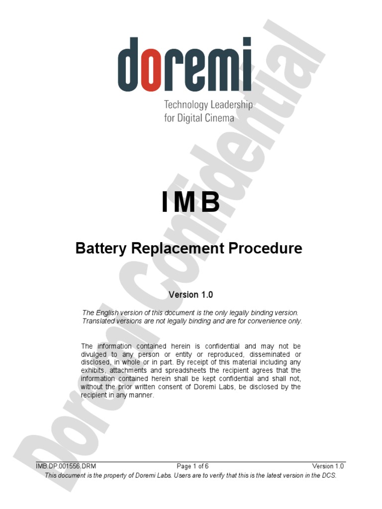 IMB Battery Replacement Procedure 001556 v1 0 PDF | PDF | Computing ...