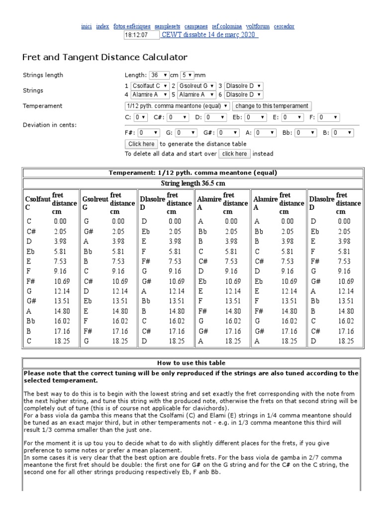 Fret and Tangent Distance Calculator | PDF | String Instruments | Music ...