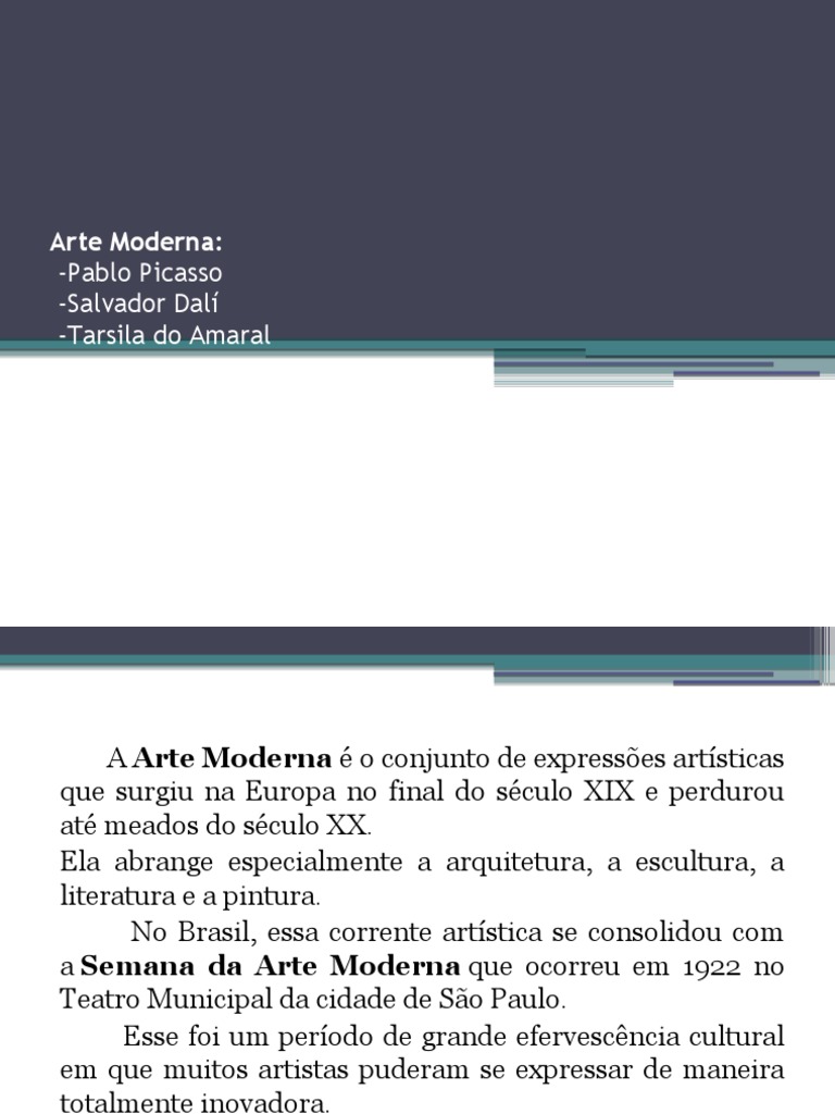 Arte Moderna (Slide) | PDF | Pablo Picasso | Salvador Dalí