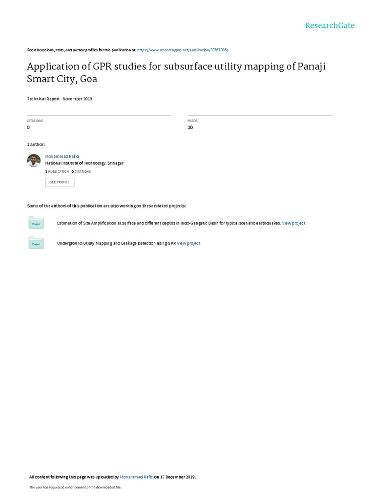 Application of GPR Studies For Subsurface Utility Mapping of Panaji ...