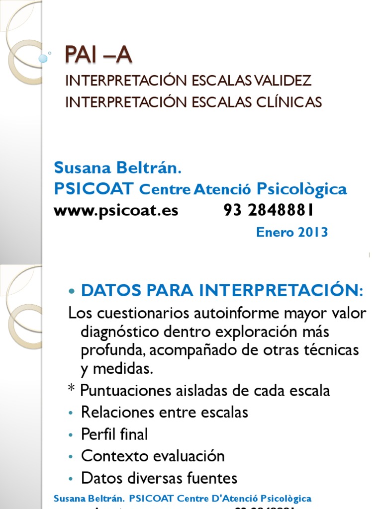 DOCUMENTS - Pai Normas Interpretacin PDF | PDF | Ansiedad | Esquizofrenia