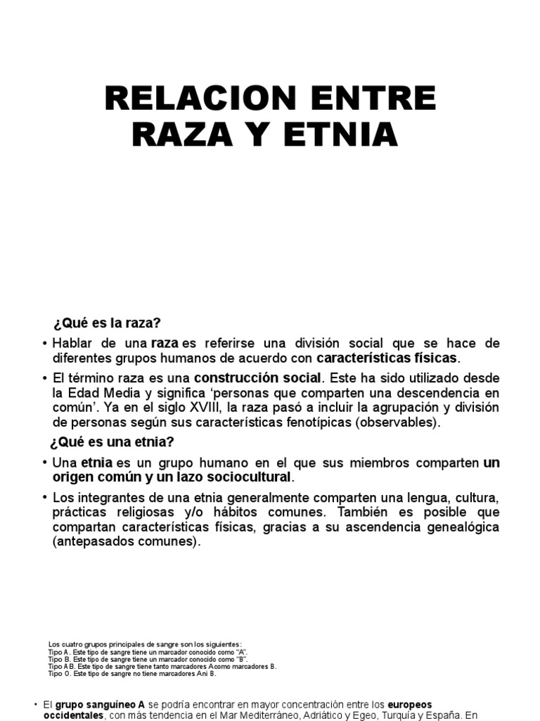 Relacion Entre Raza y Etnia | PDF | Tipo de sangre | Sangre