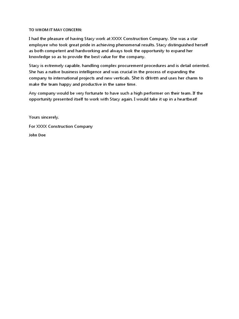 Reference Letter For Procurement Expert | PDF