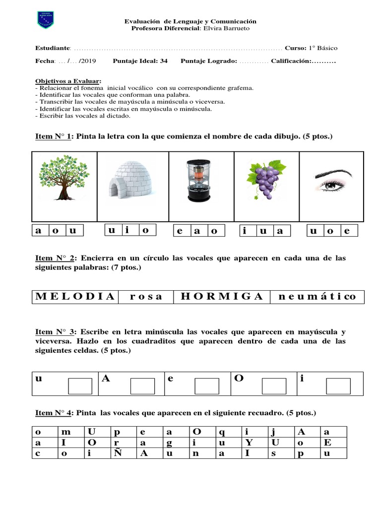 Diagnostico Vocales 2 | PDF | Codificaciones | Escritura