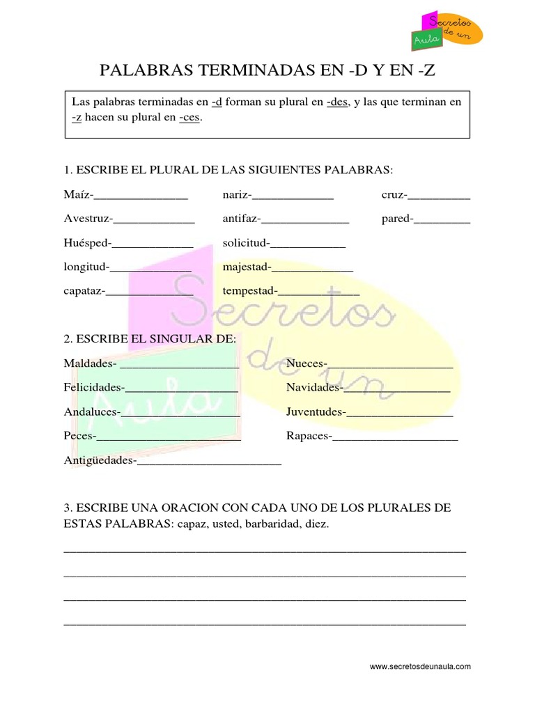 Palabras que terminan en D y Z | PDF