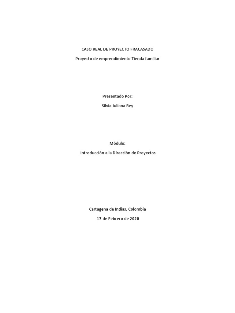 Proyecto Fallido | PDF | Iniciativa empresarial | Business