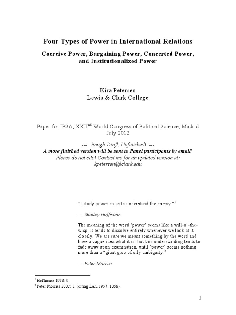 Four Types of Power in IR | PDF | Power (Social And Political) | Taliban