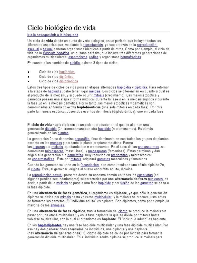 Ciclo Biológico de Vida | PDF | Reproducción | Organismos