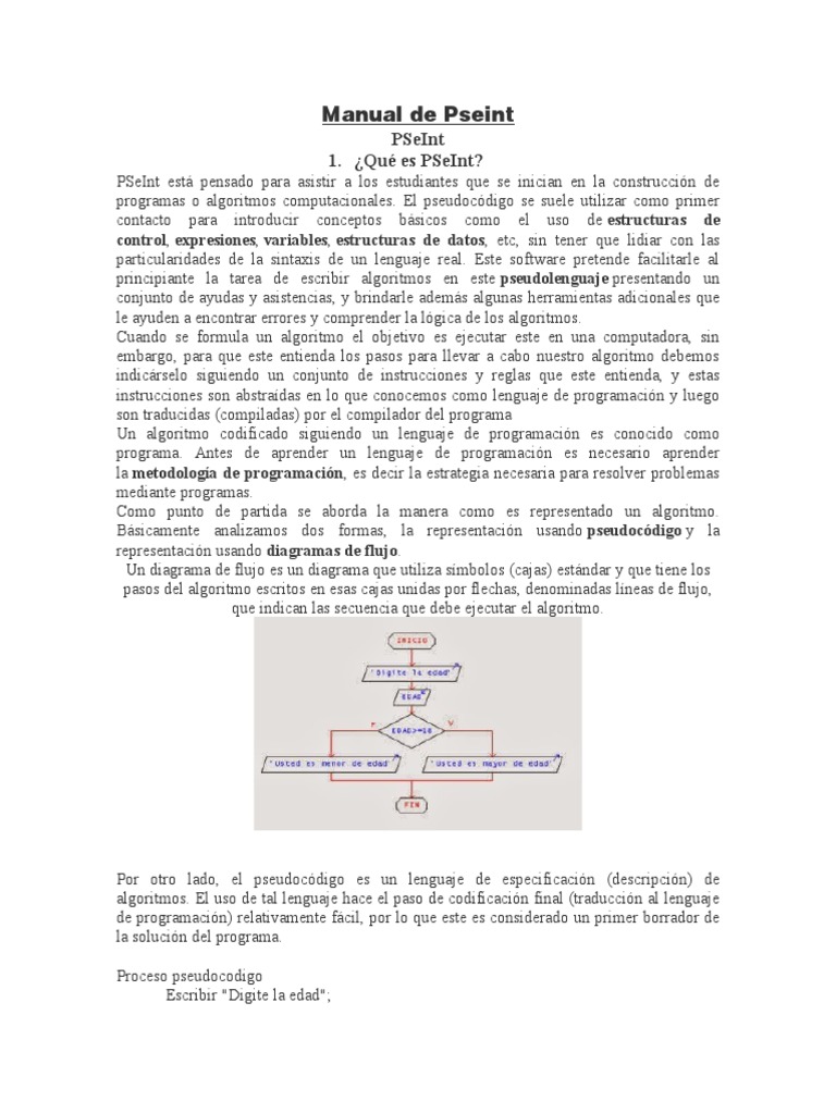 Manual de Pseint | PDF | Algoritmos | Lenguaje de programación