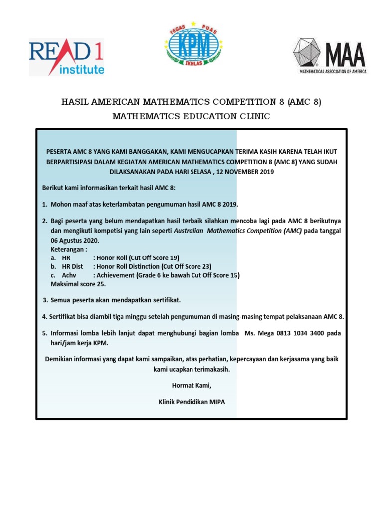 Hasil Amc 8 Indonesia - PDF | PDF