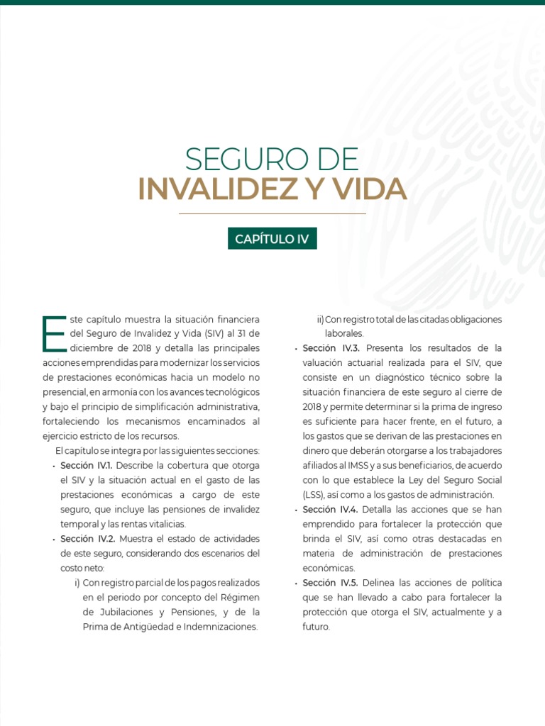 Seguro de Invalidez y Vida Cap IV PDF | PDF | Pensión | Seguro
