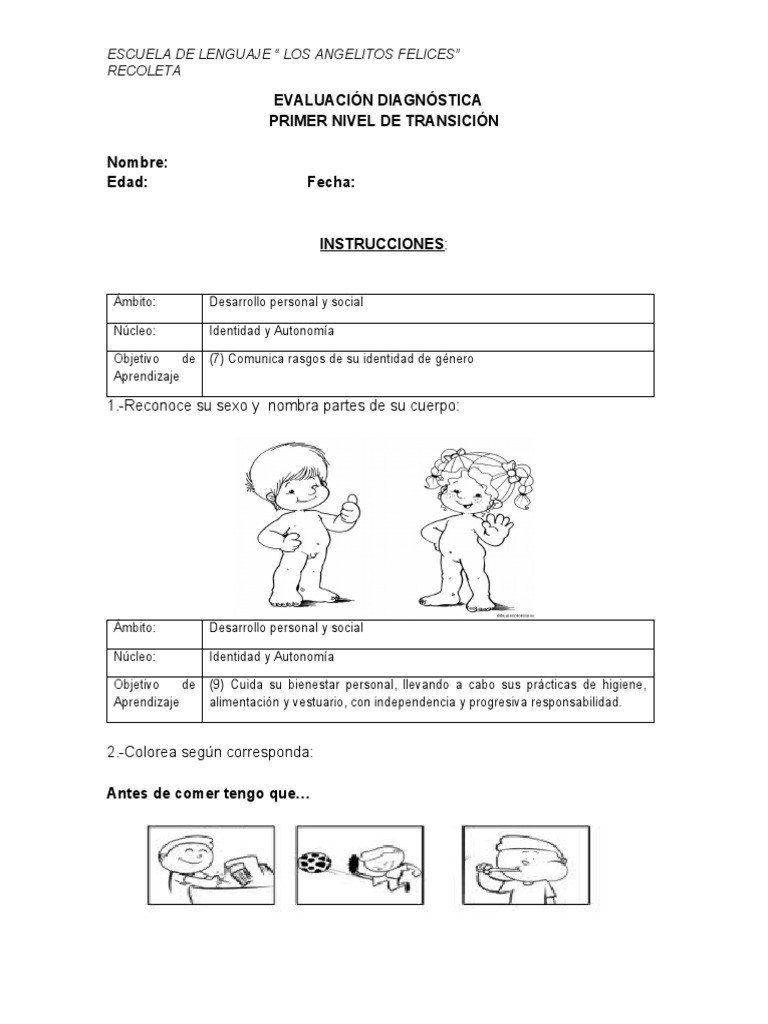 Evaluación Diagnóstica Pre Kinder | PDF | Aprendizaje | Desarrollo personal